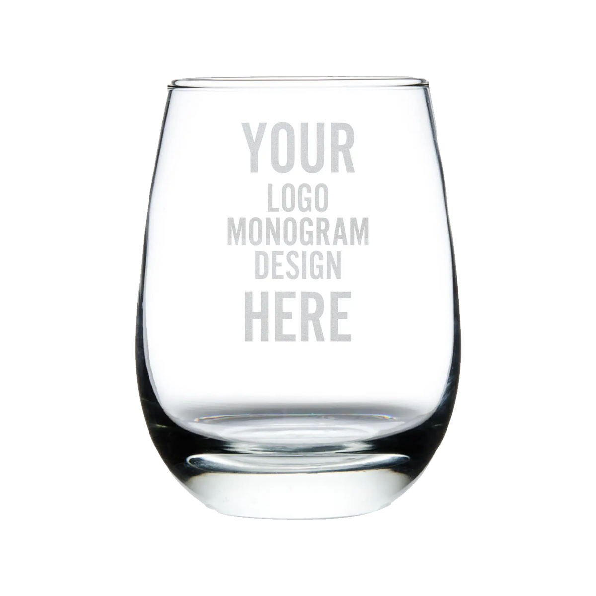 Etched Heavy Base Stemless Wine Glass 15.25 oz | Iconic Cellars