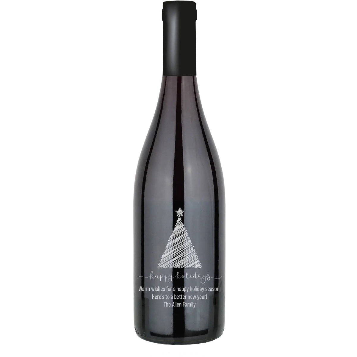 Christmas Tree Drawing Custom Wine Bottle | Iconic Cellars